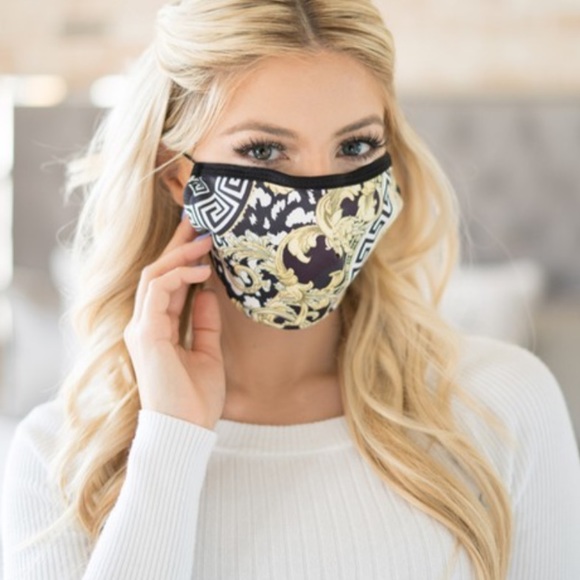 Accessories | In Stock Fast Ship Black Gold Fashion Face Mask | Poshmark